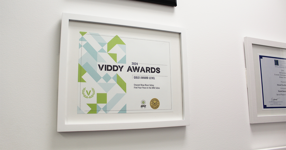 Onward NRV Receives Gold Viddy Award | Onward New River Valley